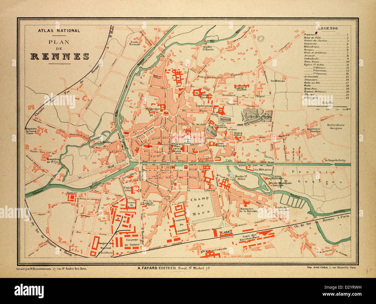 MAP OF RENNES FRANCE Stock Photo - Alamy