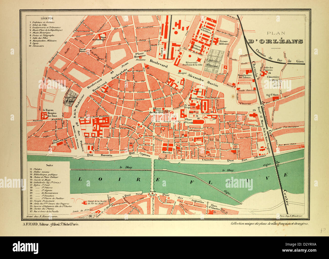 MAP OF ORLÉANS FRANCE Stock Photo - Alamy