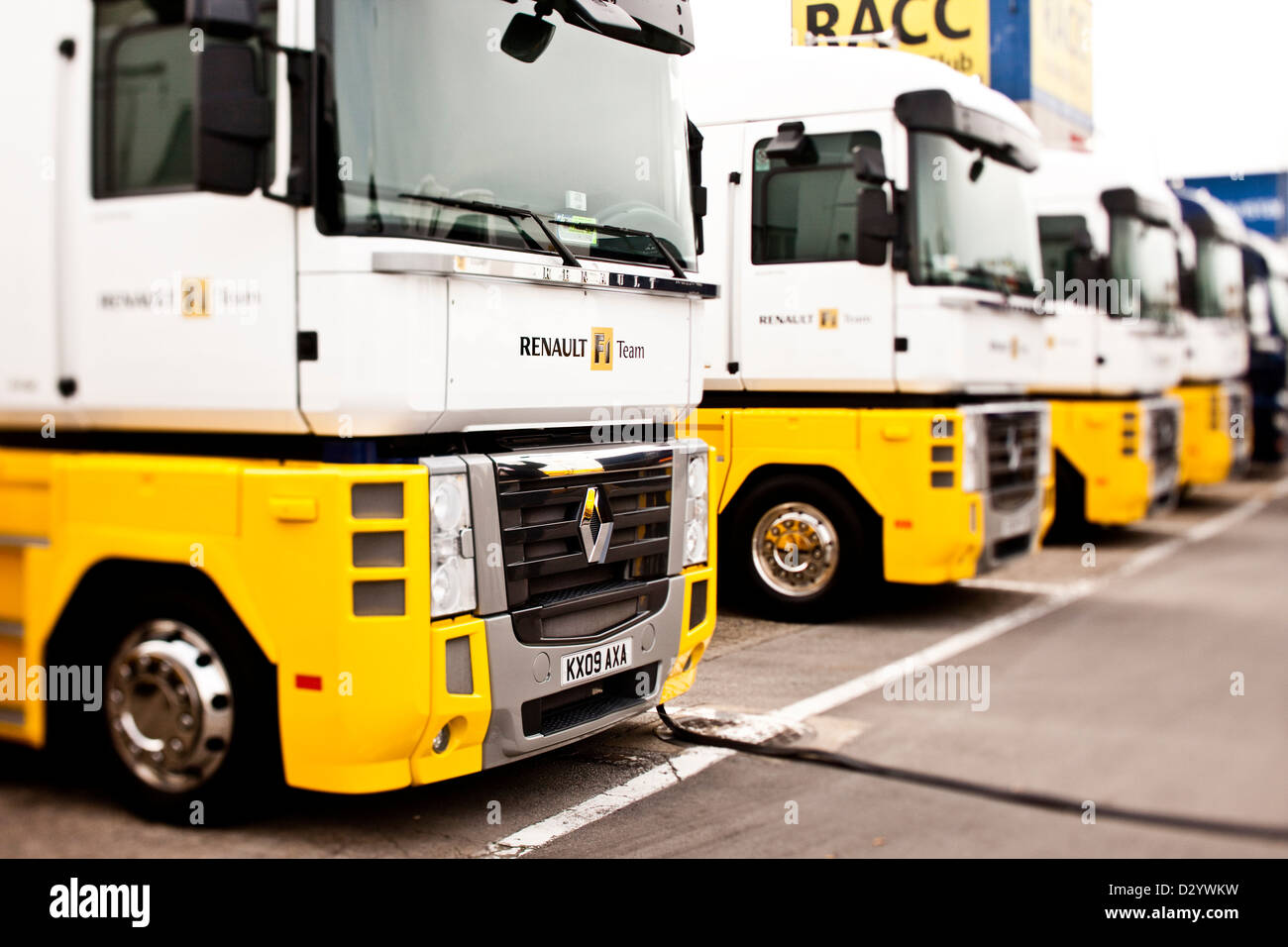 Renault articulated lorries in a row, Barcelona, 27 02 10 Stock Photo ...