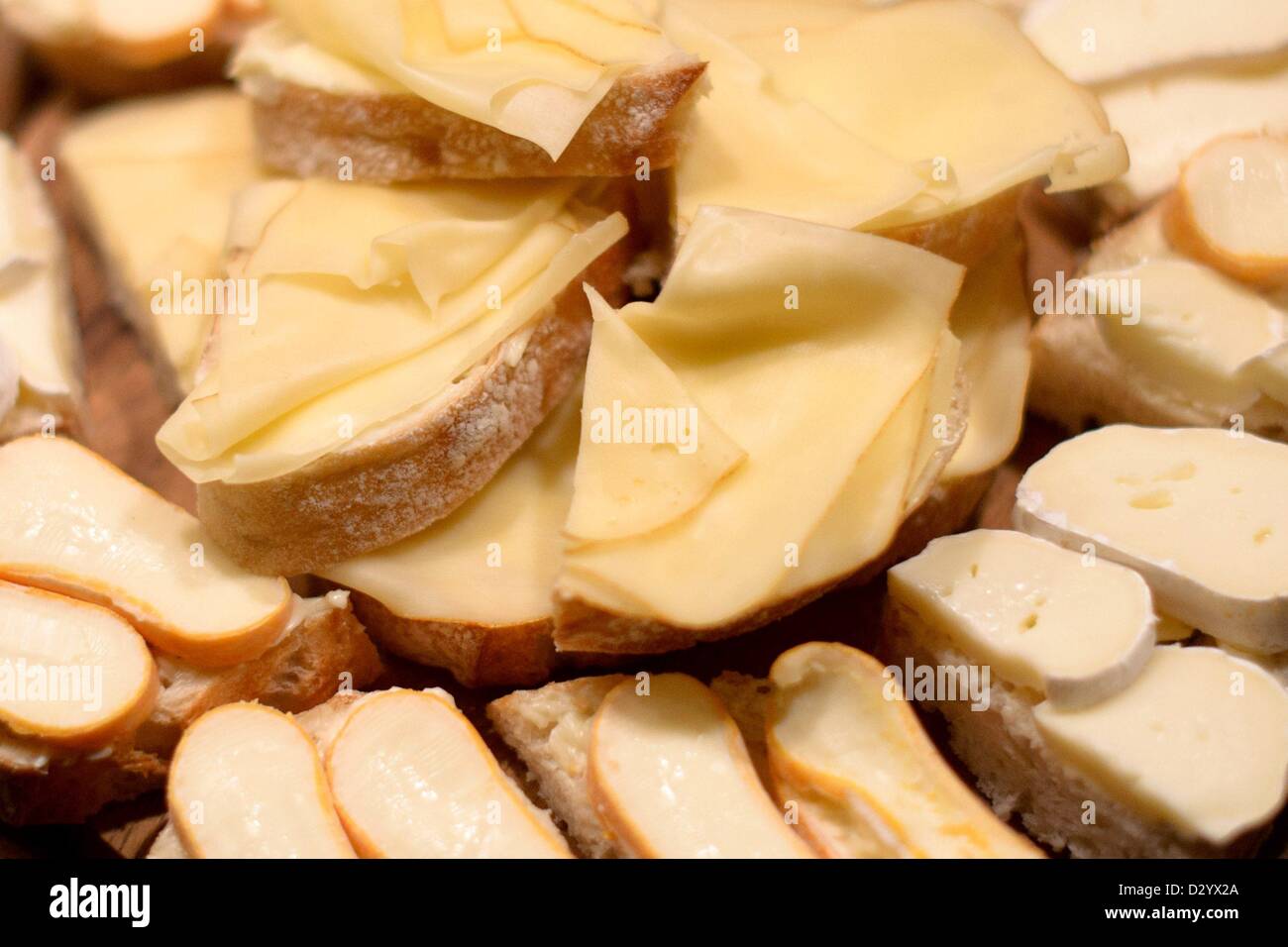 Canapes with cheese on a table Stock Photo - Alamy