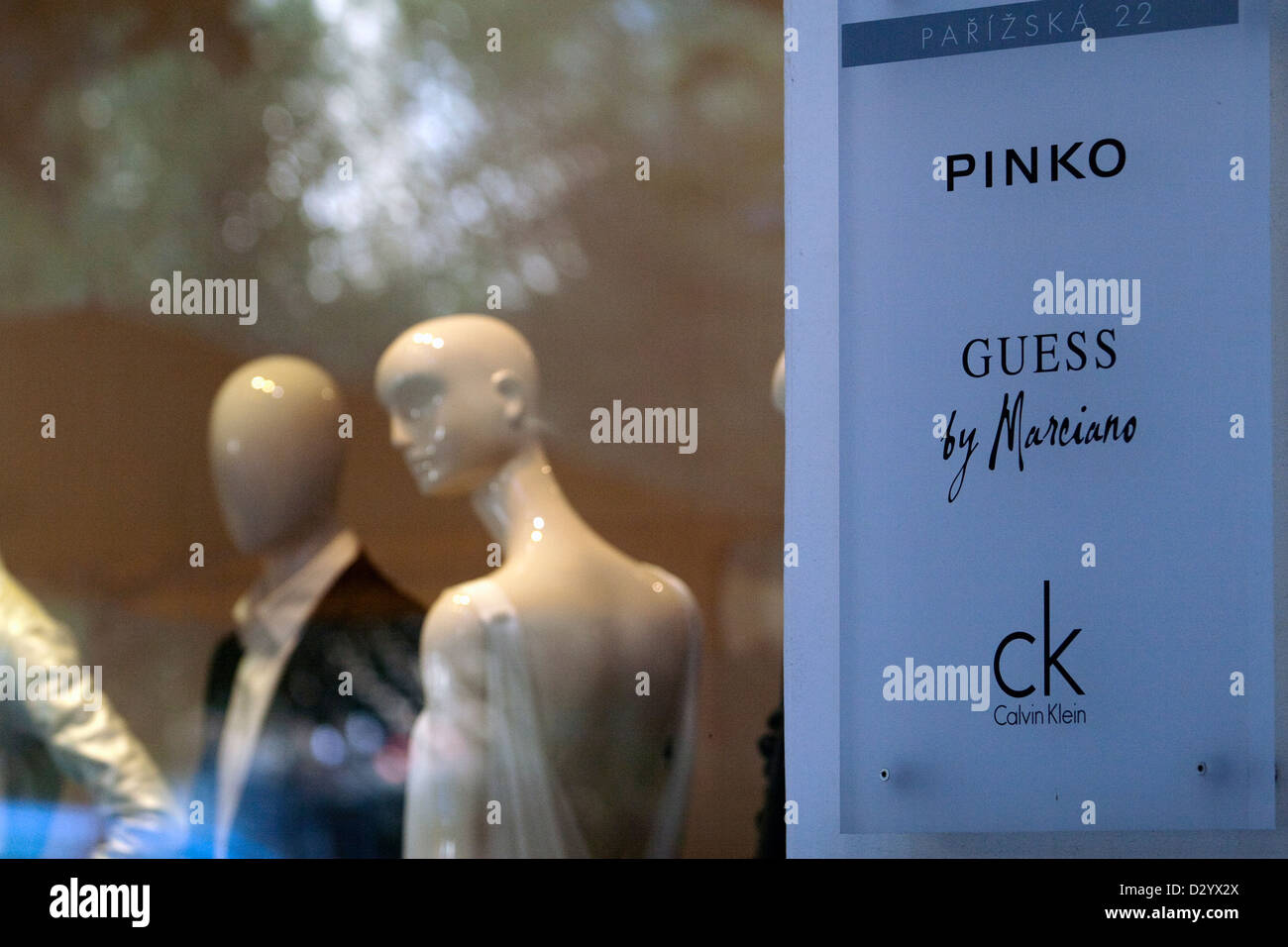 Shop window of a store in Parizska Street in Prague, Czech Republic on ...