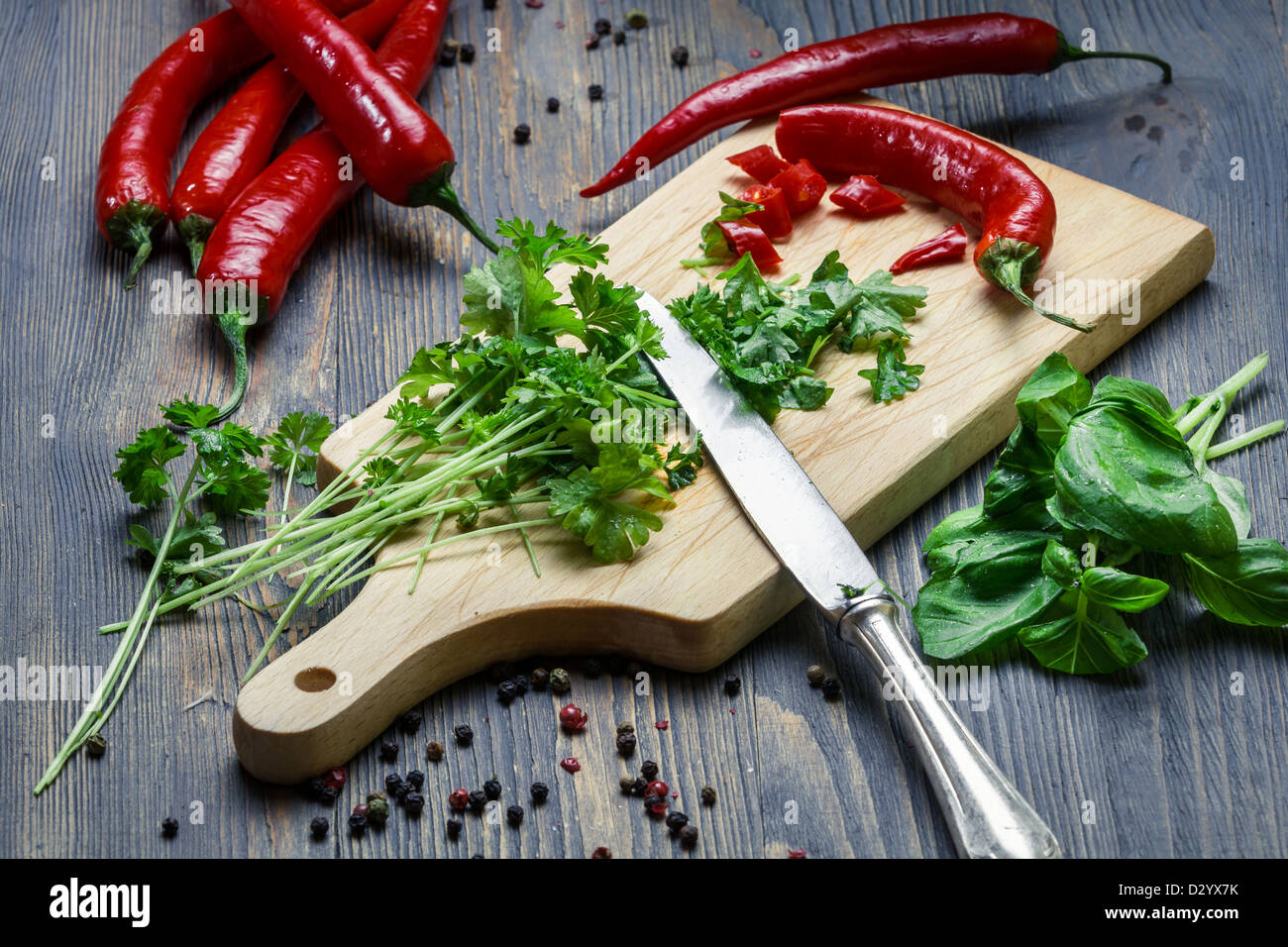 Fresh spices harvested from the spring garden Stock Photo - Alamy