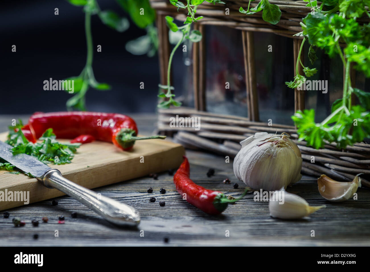 Fresh spices harvested from home-grown Stock Photo - Alamy