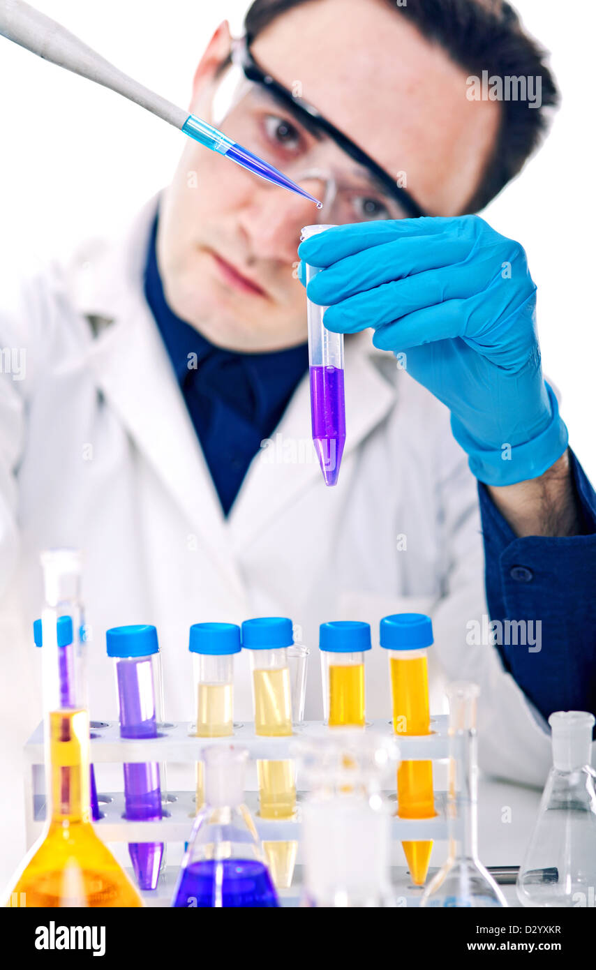 caucasian young scientist at work Stock Photo - Alamy