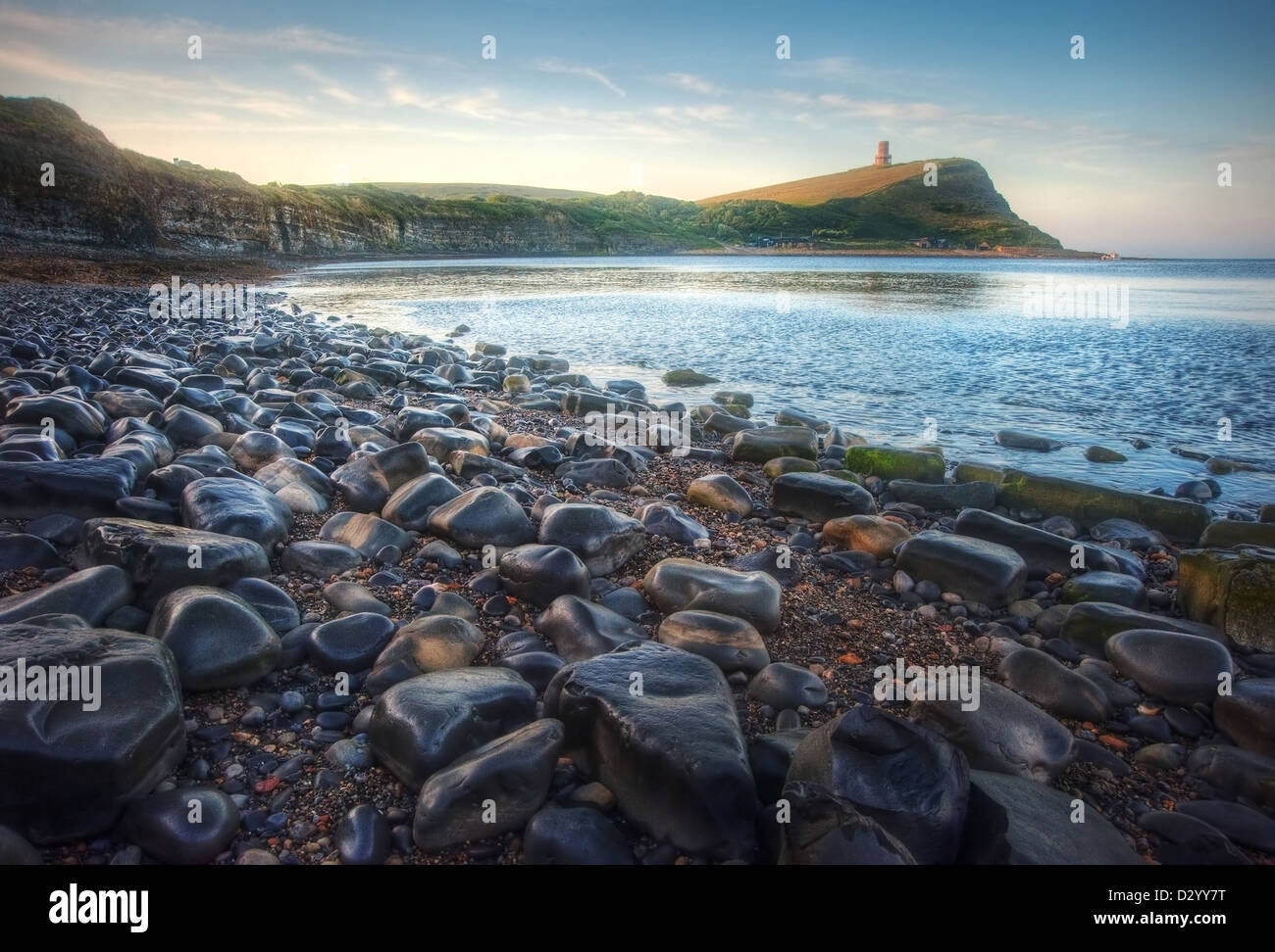 Stunning low tide landscape of beach with sunrise on horizon Stock ...