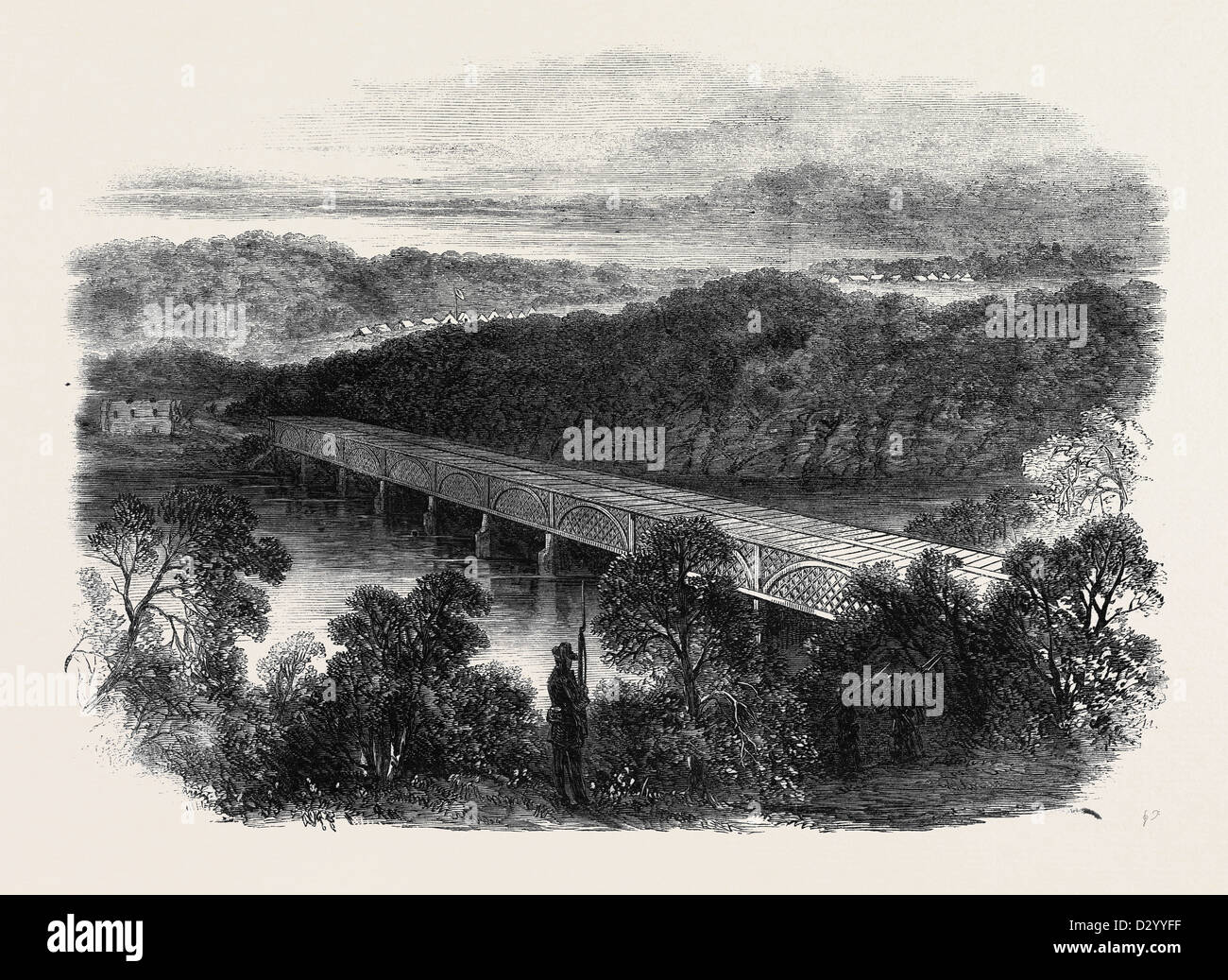 THE WAR IN AMERICA: THE CHAIN BRIDGE ACROSS THE POTOMAC ABOVE ...