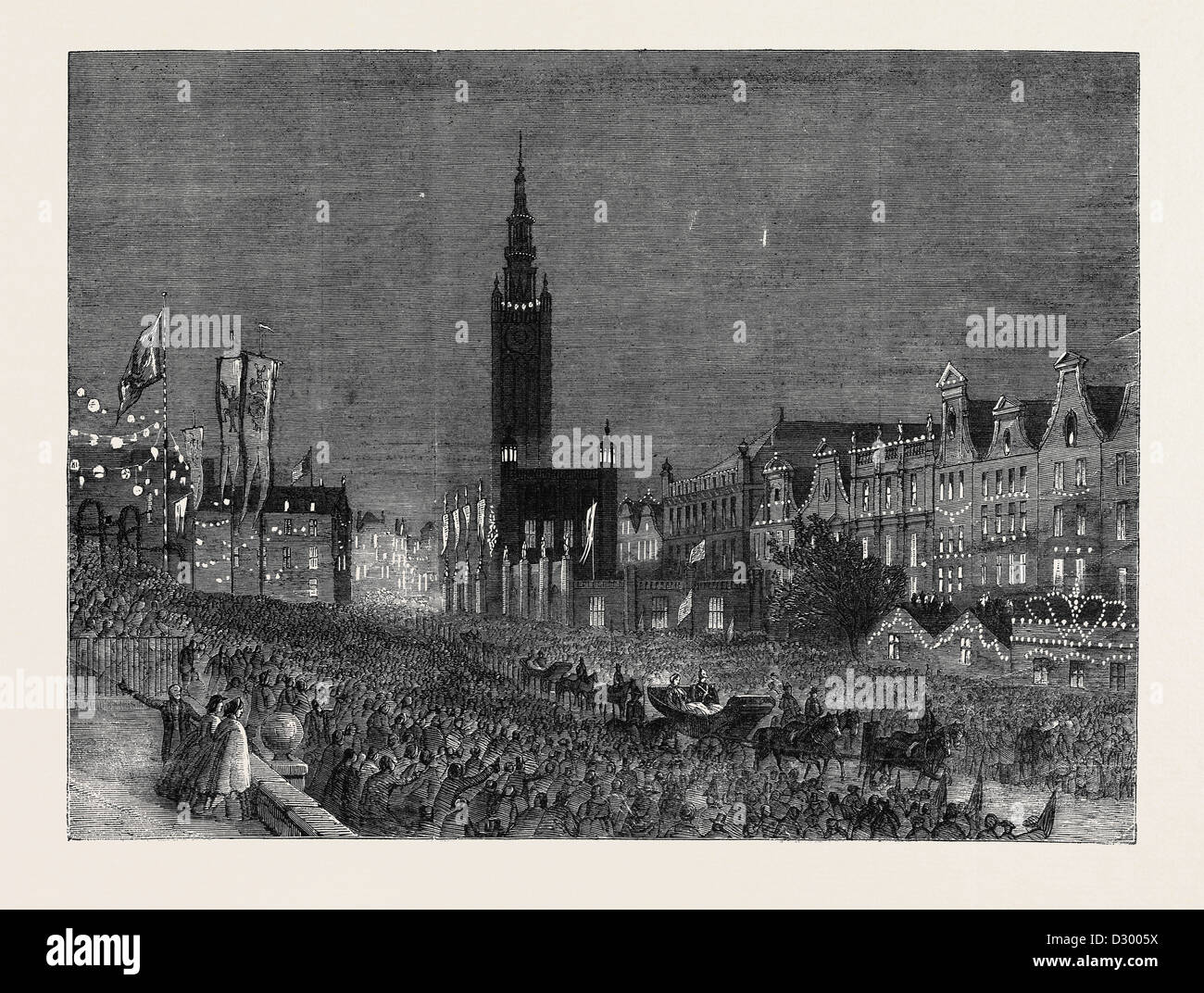 THE ROYAL VISIT TO DANTZIC: THEIR MAJESTIES PASSING THE LONG MARKET ...