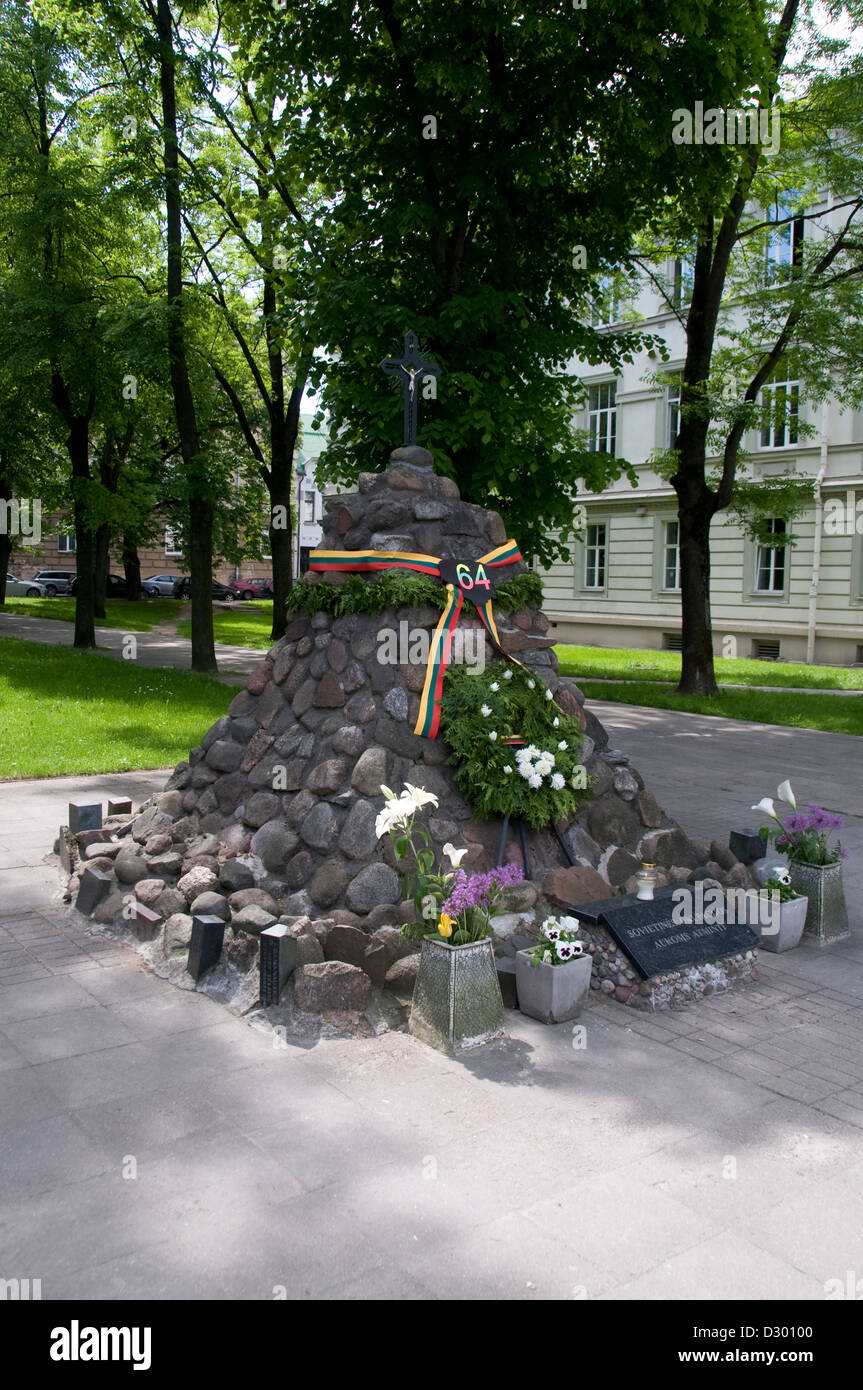 A wreath is placed on the stone memorial for Lithuanian victims in ...