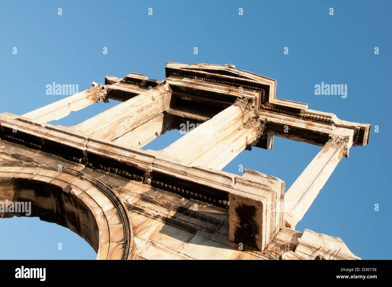 Greece, Athens. Arch of Hadrian with blue sky on background Stock Photo ...
