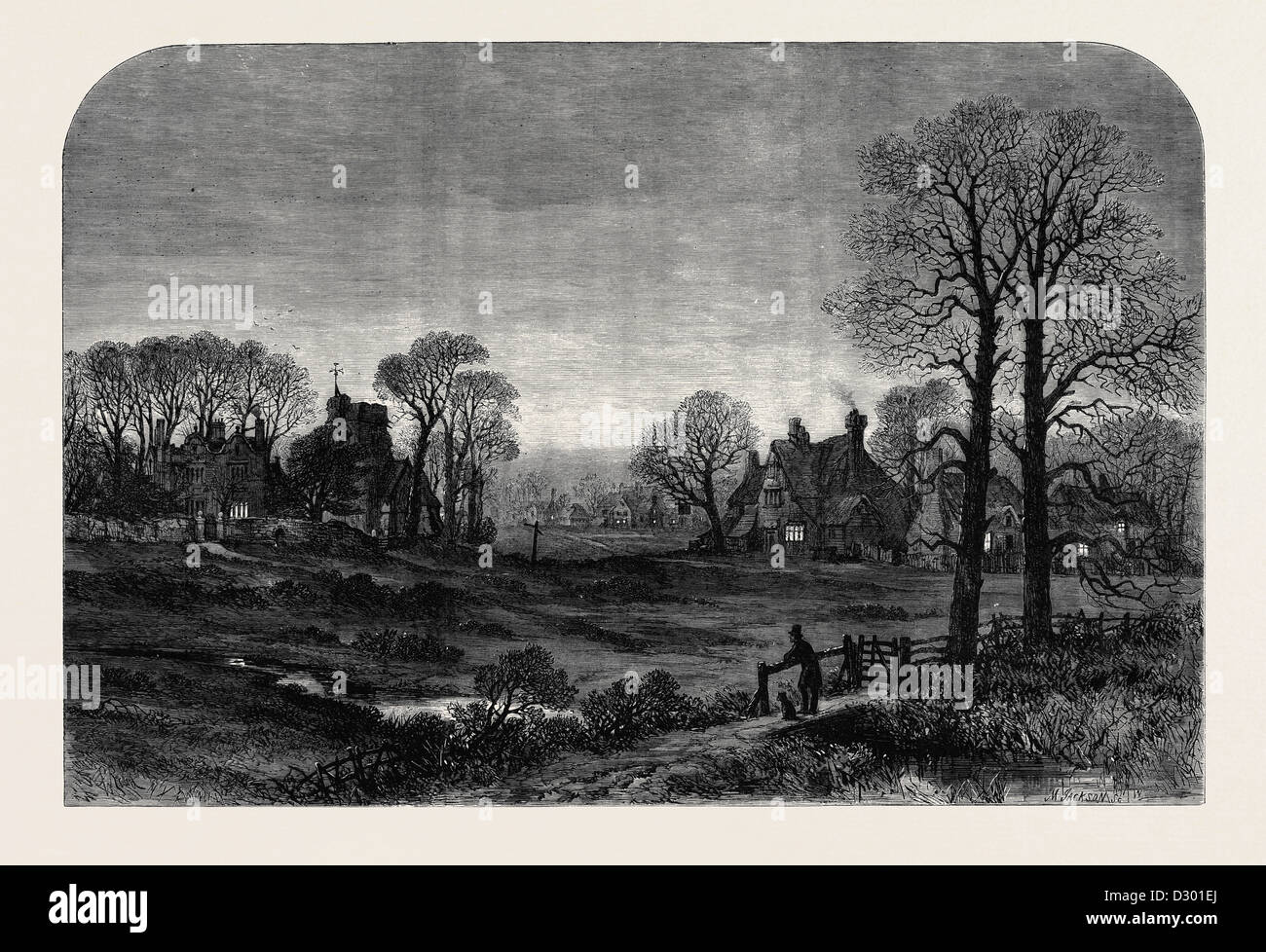 THE CURATE OF GLEVERING: GLEVERING GREEN DRAWN BY S. READ Stock Photo ...