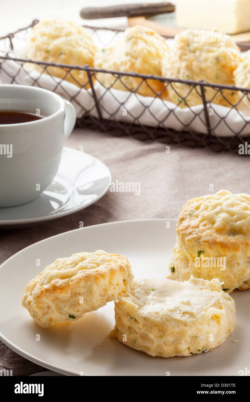 Cheese and chive scones Stock Photo - Alamy