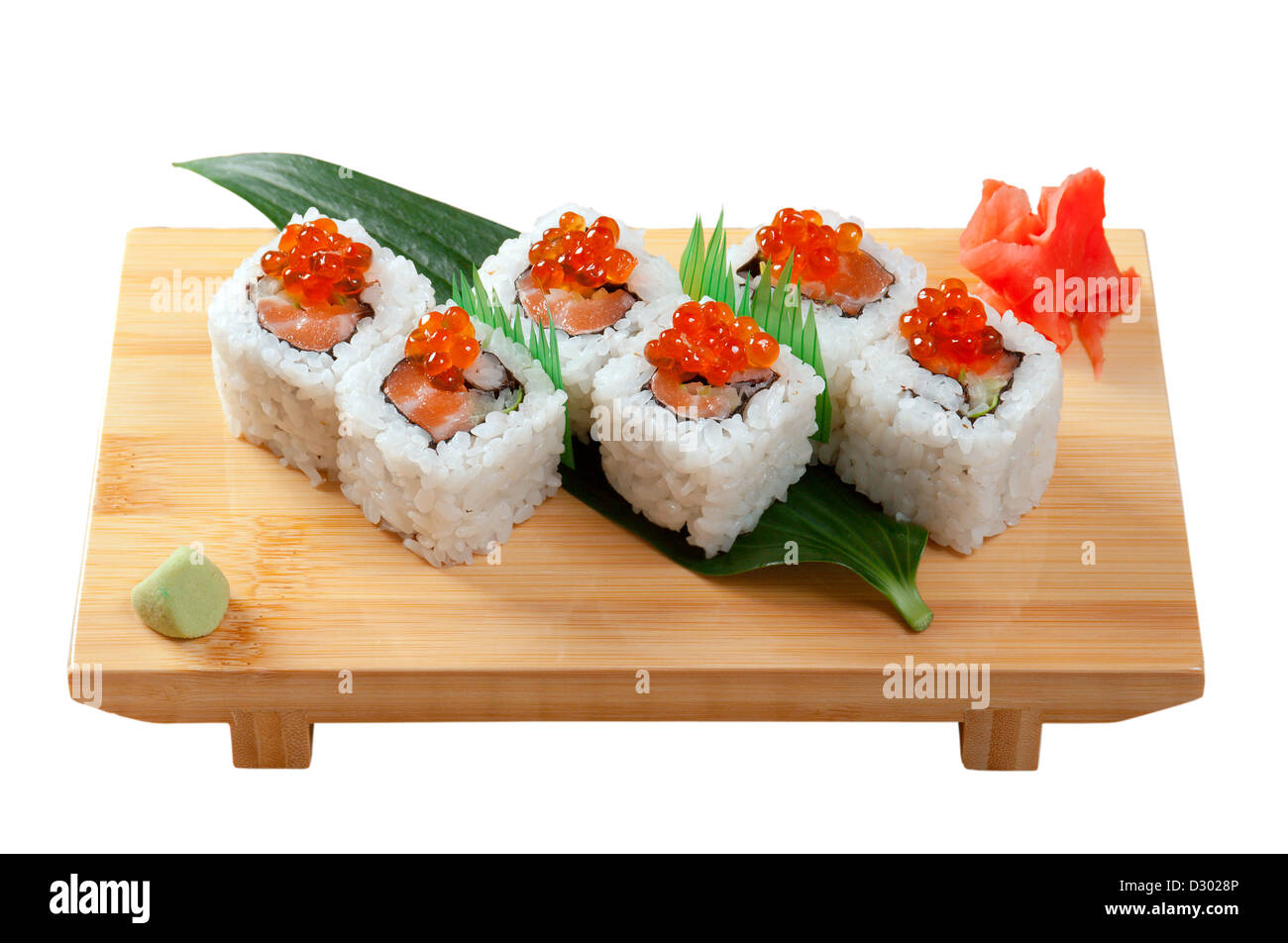 Japanese sushi traditional japanese food.Roll made of Smoked fish and ...