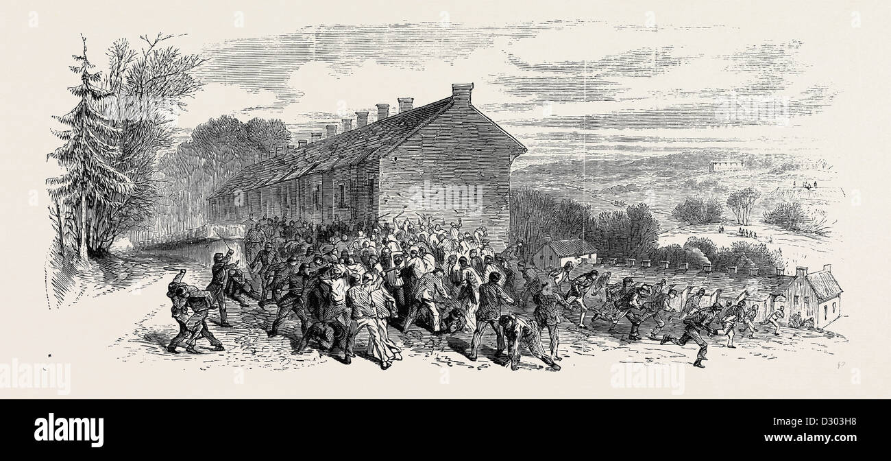 THE RIOTS NEAR SHEFFIELD: POLICE CHARGING THE MOB, 1870 Stock Photo - Alamy