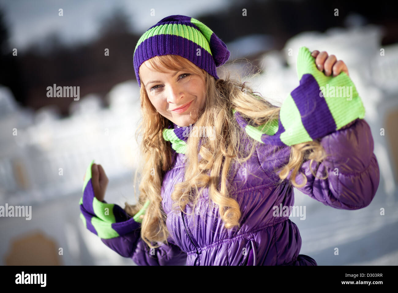 Portrait of the beautiful girl in the winter Stock Photo - Alamy