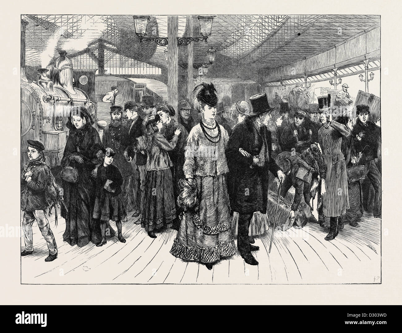 THE RAILWAY STATION, 1870 Stock Photo - Alamy