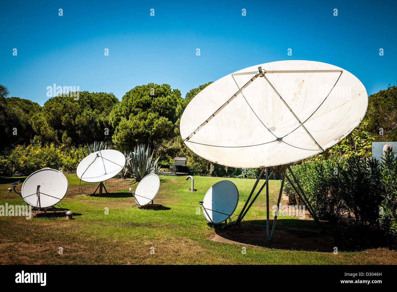 satellite dish antennas on the nature Stock Photo - Alamy