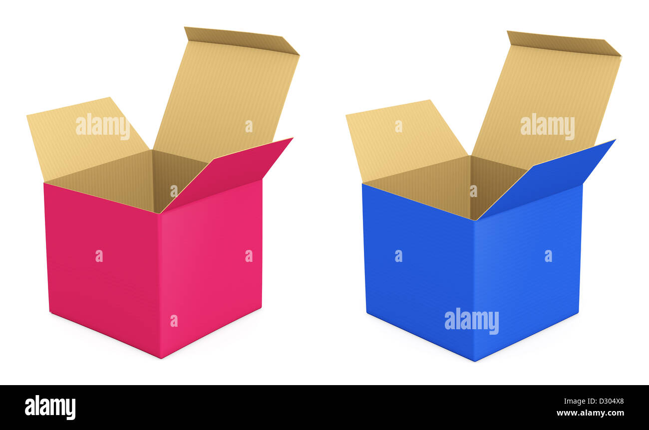 Set of opened box - isolated on white background Stock Photo - Alamy