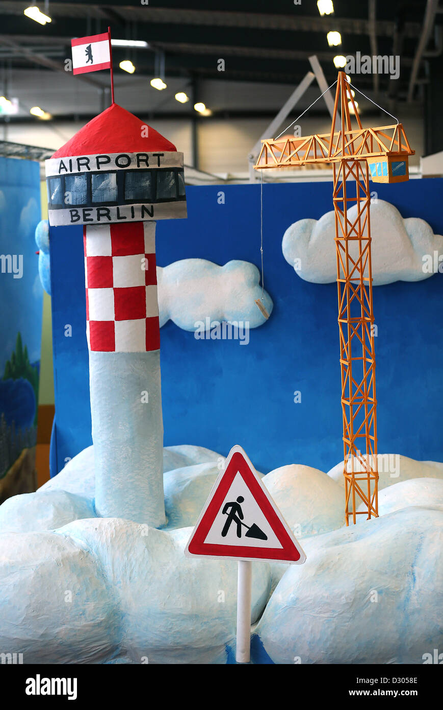 Cologne, Germany. 5th February 2013. A float shows the Berlin Airport ...