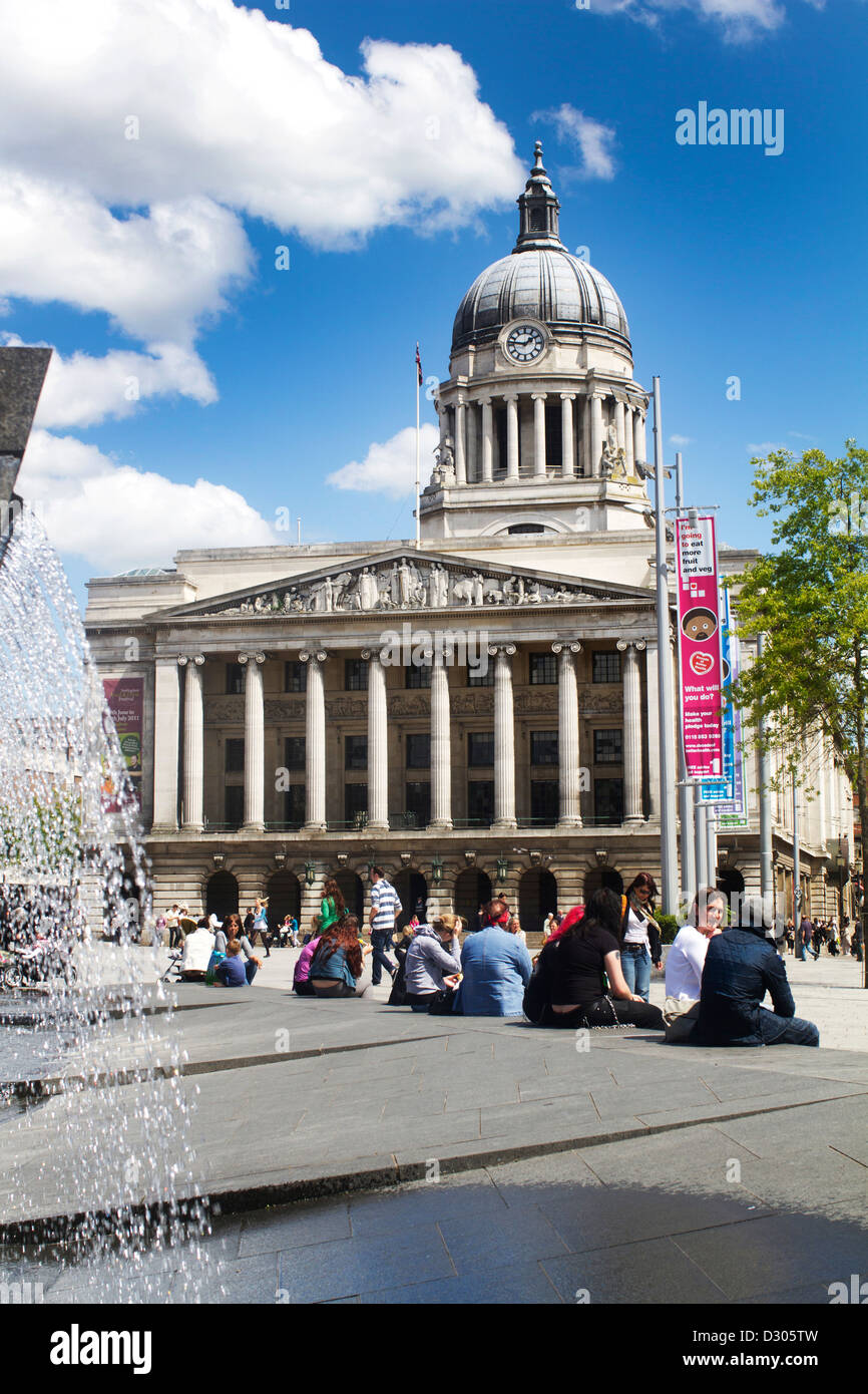 Nottingham town hall in the market square of the city centre of ...