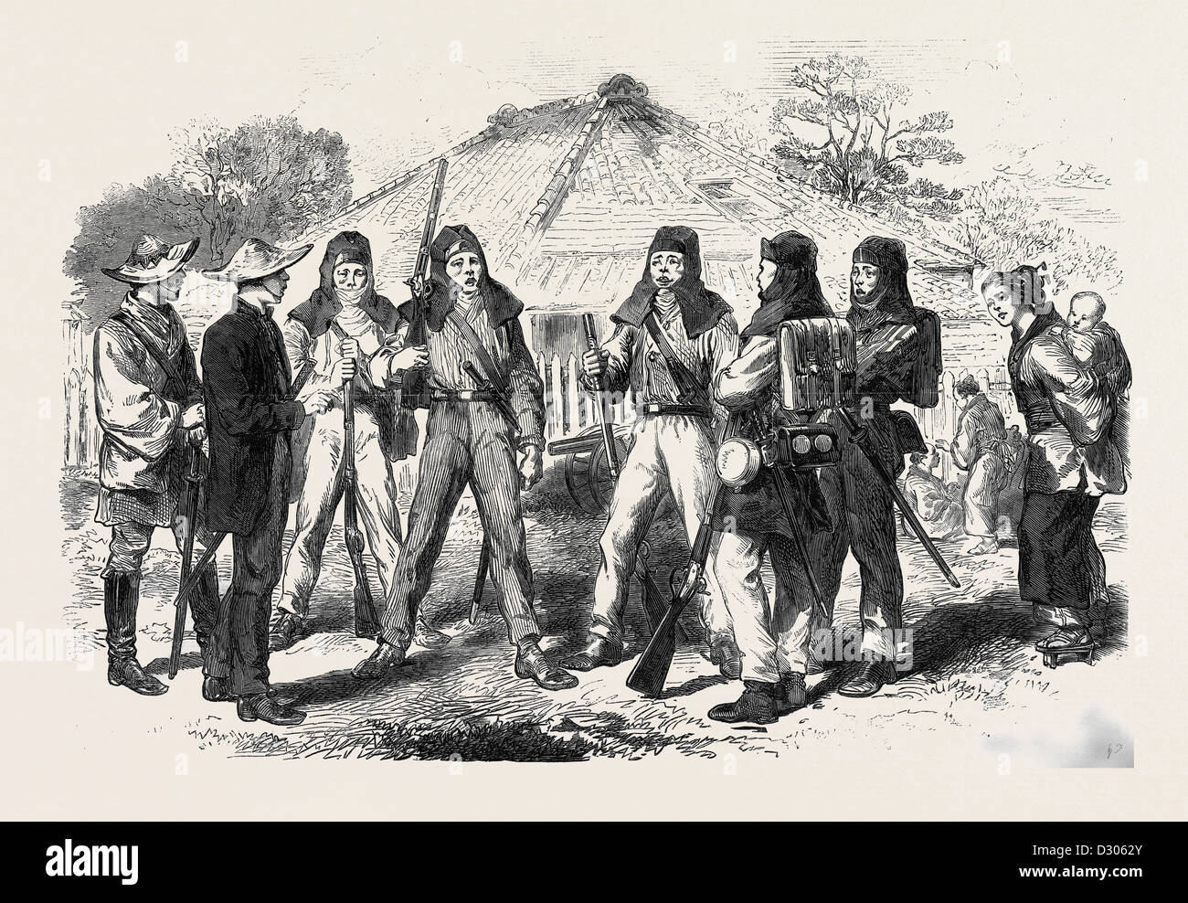 JAPANESE SOLDIERS IN EUROPEAN COSTUME AT YOKOHAMA JAPAN 1866 Stock ...