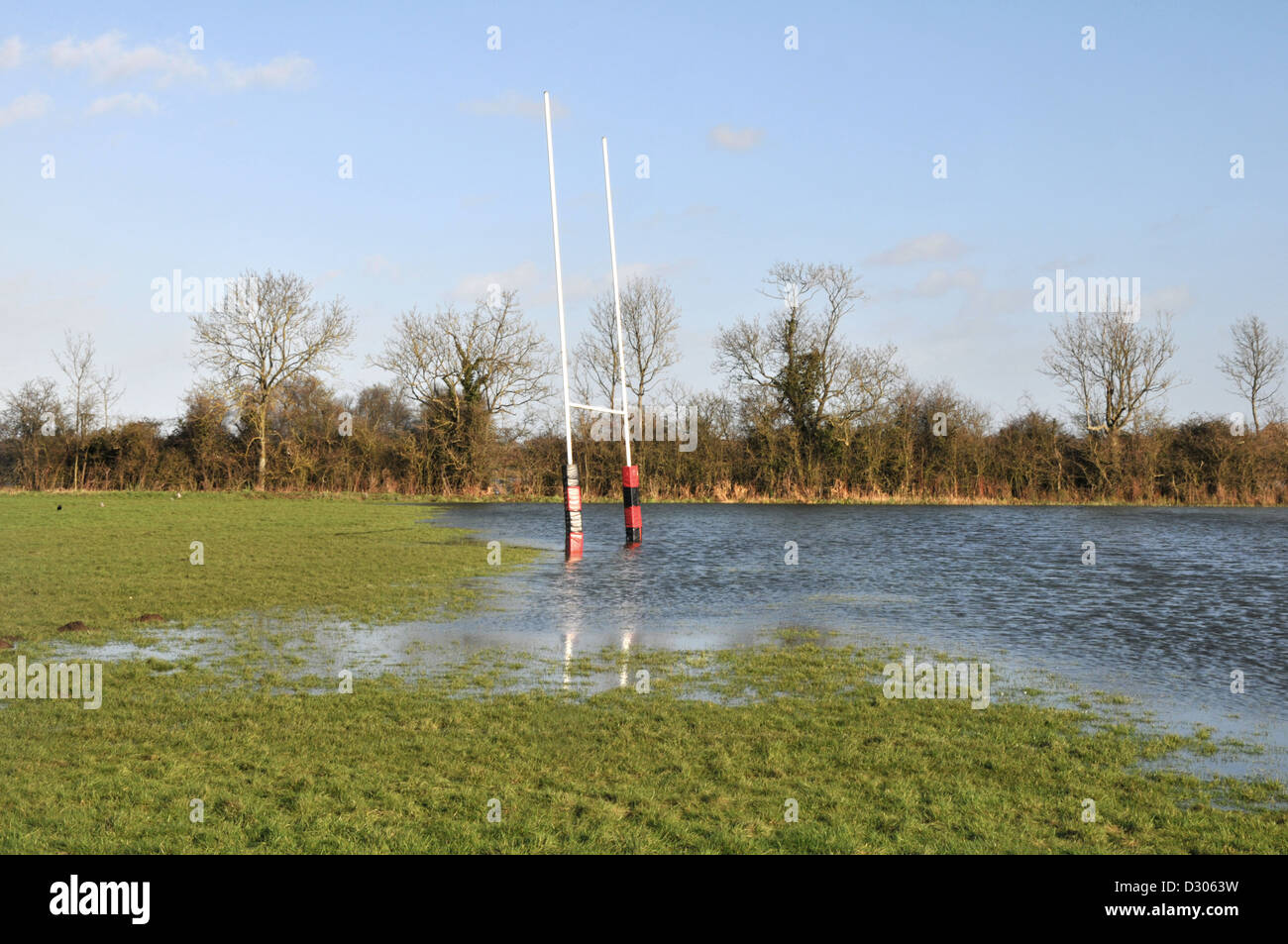 flooded rugby pitch Stock Photo - Alamy