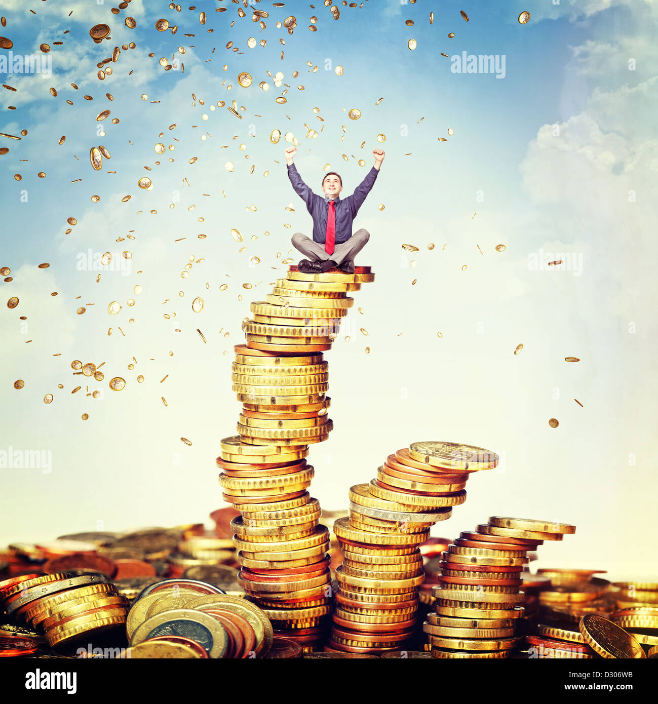 happy man and money rain Stock Photo - Alamy