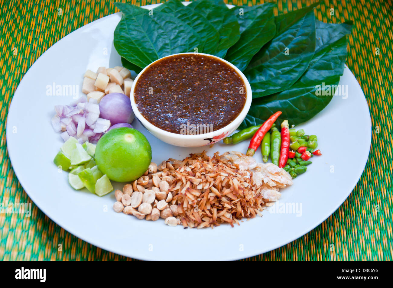 healthy food from Thailand call MIANG KAM Stock Photo - Alamy