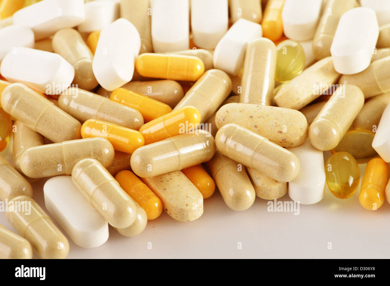 Composition with dietary supplement capsules. Drug pills Stock Photo ...