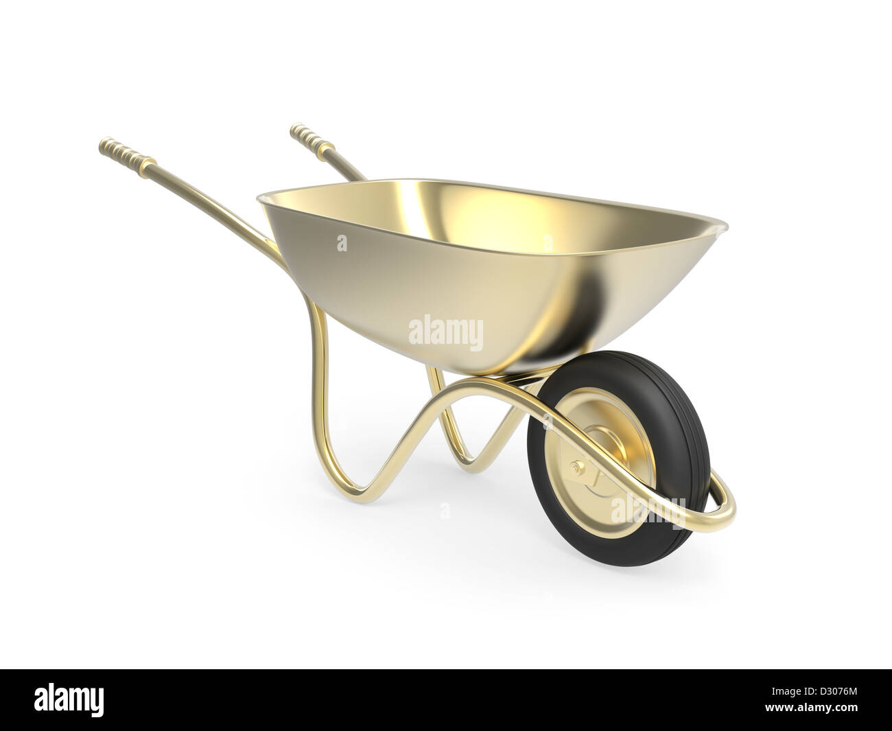 Luxury concept, golden wheelbarrow on white background Stock Photo - Alamy
