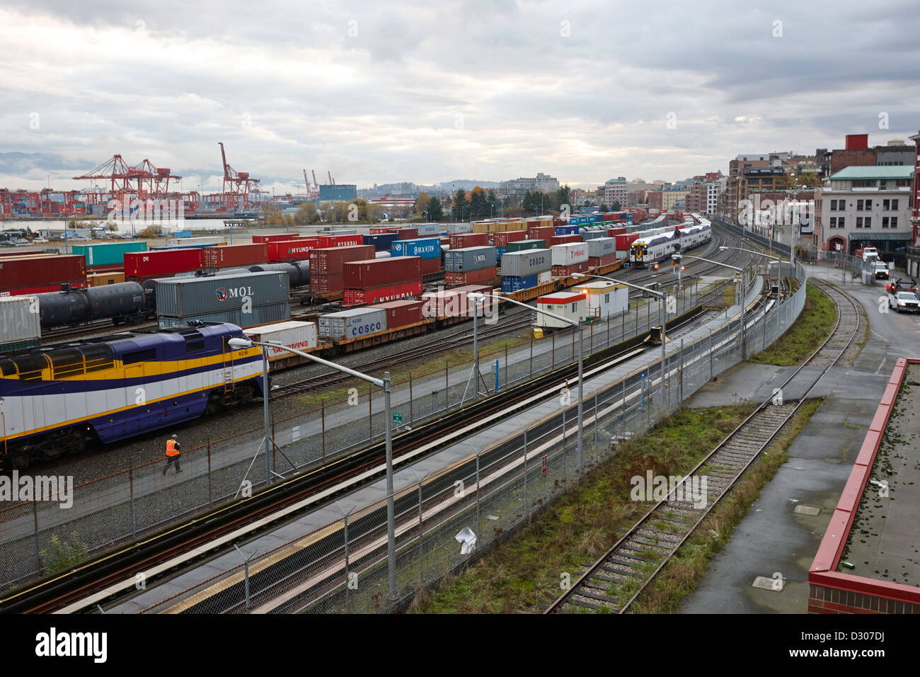 train tracks and freight terminal area of waterfront station Vancouver ...
