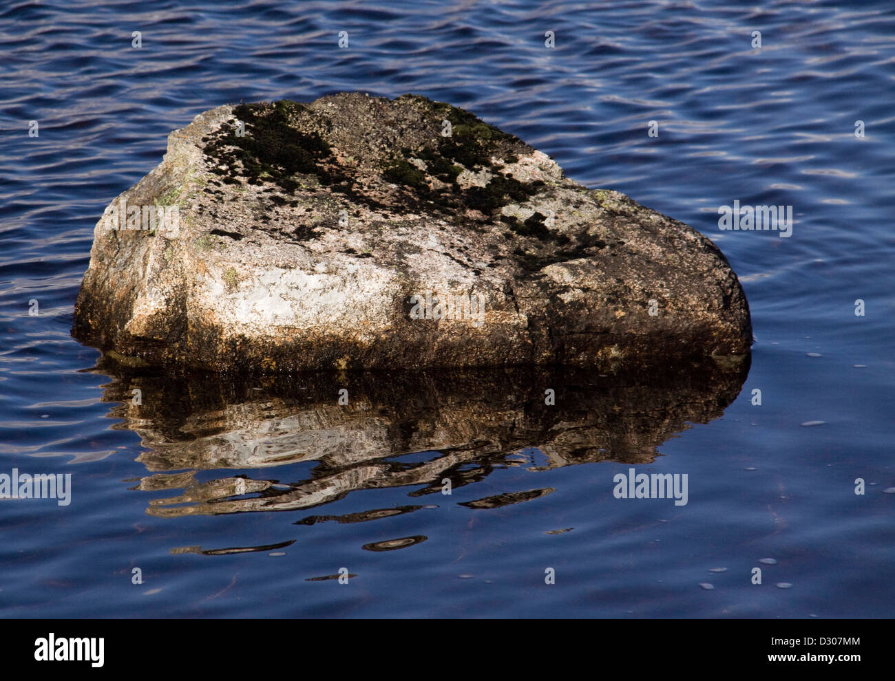 Rock and Reflections in River Stock Photo - Alamy
