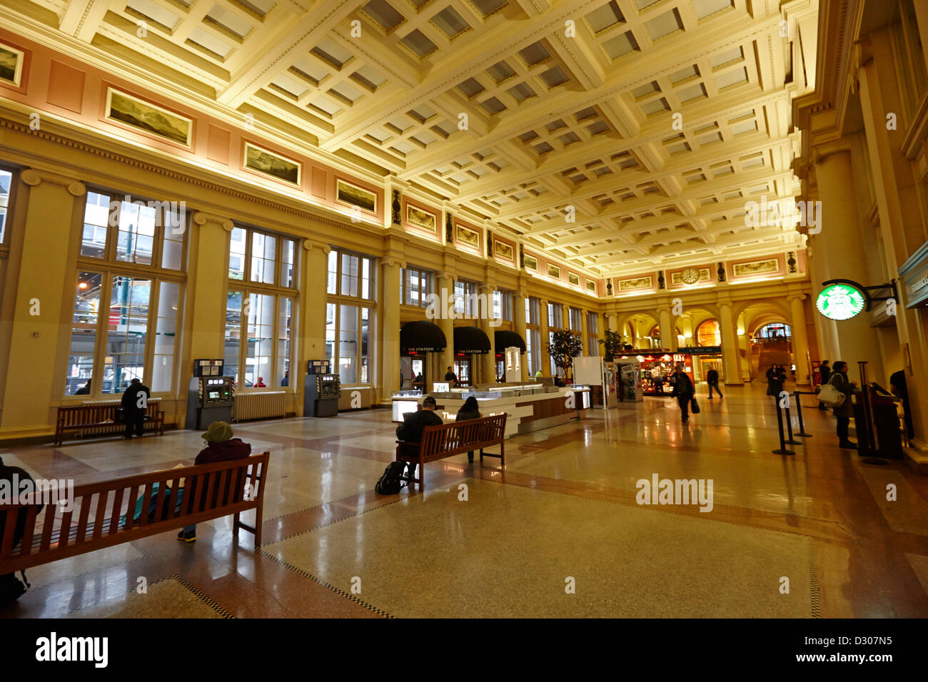 interior hall of Waterfront rail train station Vancouver BC Canada ...