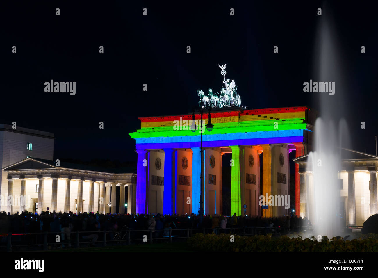 Brandenburg Gate in the original illumination. Festival of Light 2012 ...