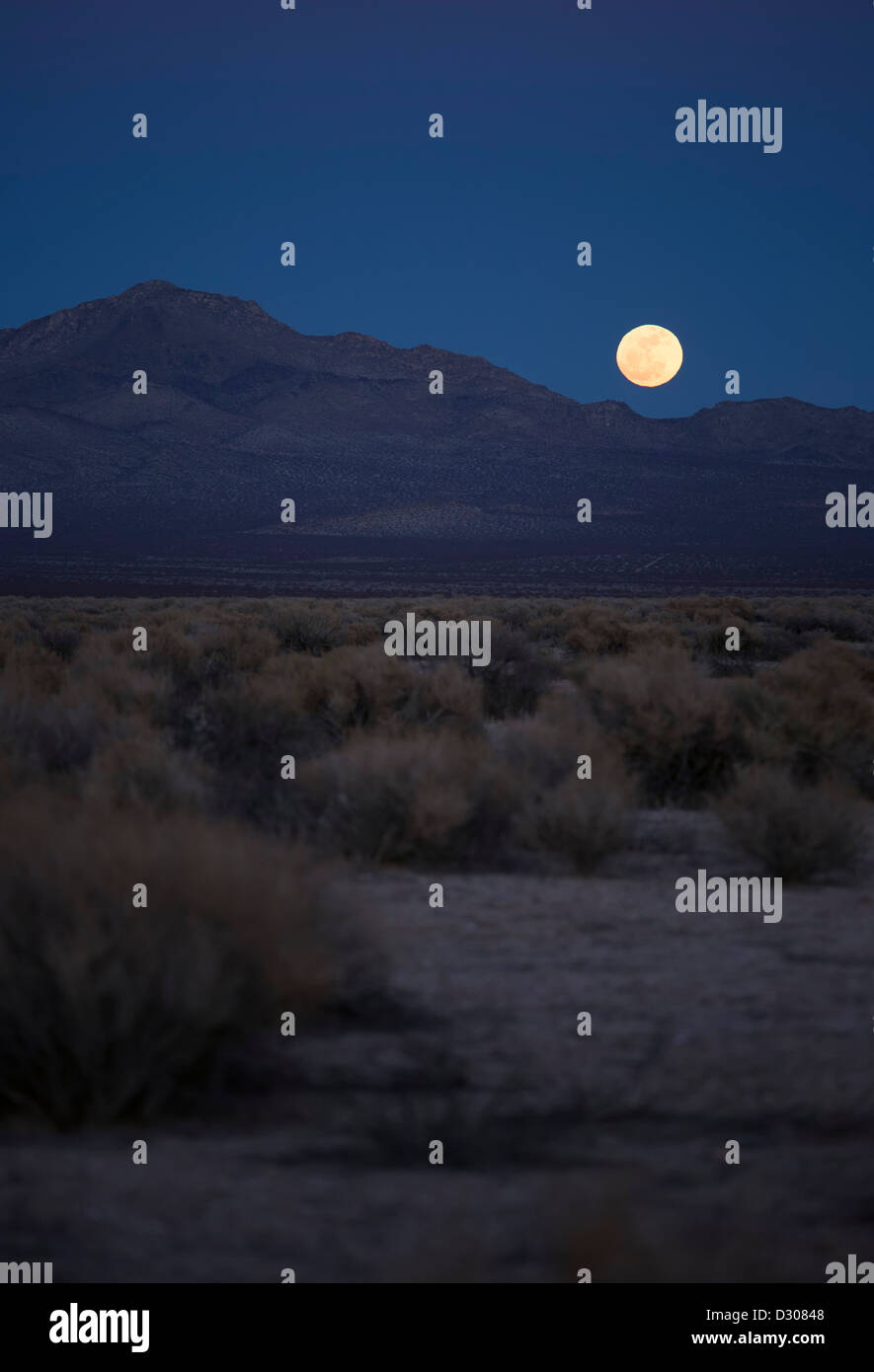 Kramer Junction, California - A full moon rises over Fremont Peak in ...