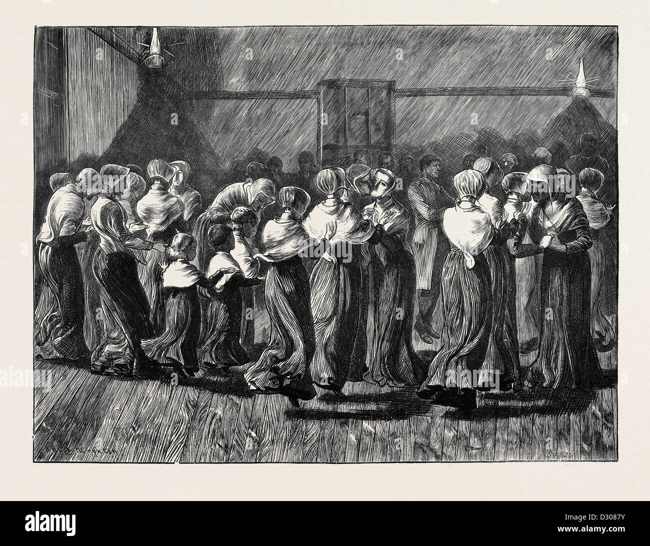 SHAKERS AT MEETING, THE RELIGIOUS DANCE, 1870 Stock Photo - Alamy