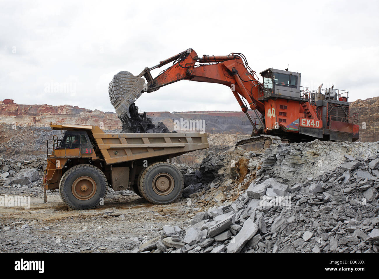 FQM mining excavator and large haul truck, Zambia Stock Photo - Alamy