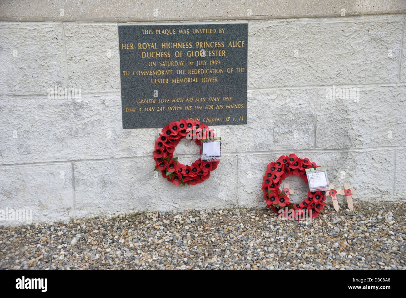 Memorial plaque at Ulster Tower on the Somme remembering the 36th ...