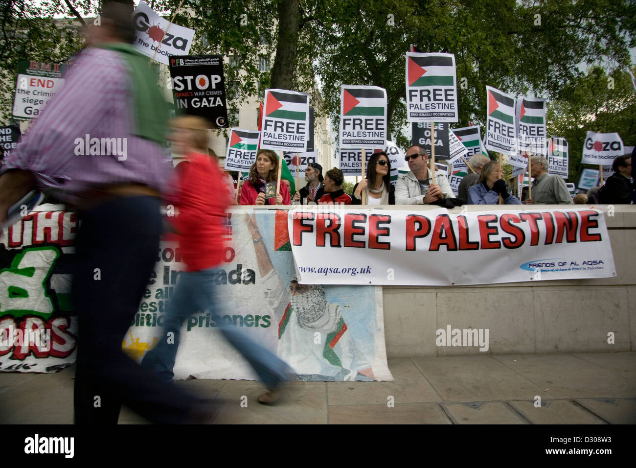 A pro Palestinian protest held outside Downing St in London Stock Photo ...