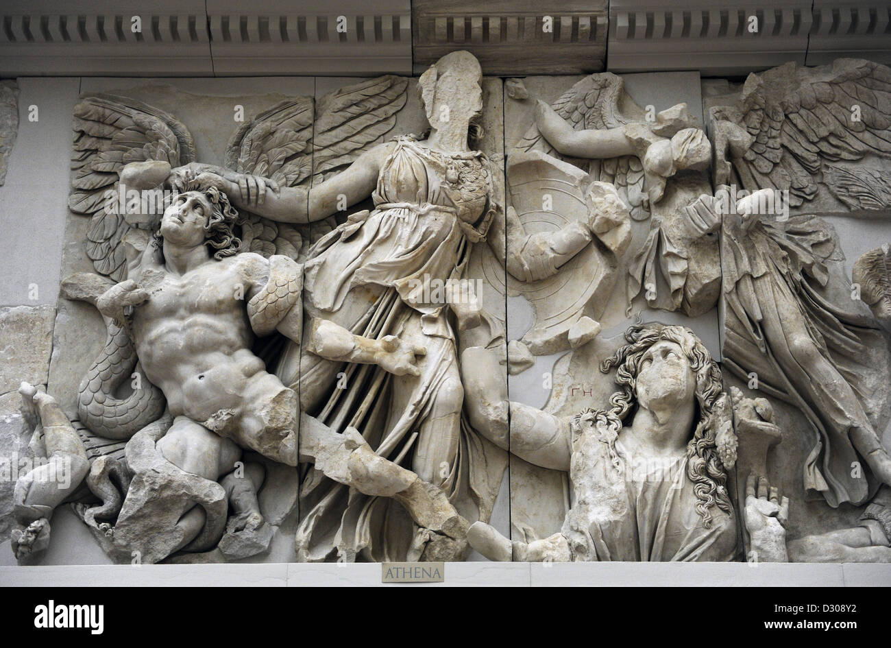 Pergamon Altar. East frieze. Athena taking Alcyoneus by the hair while ...