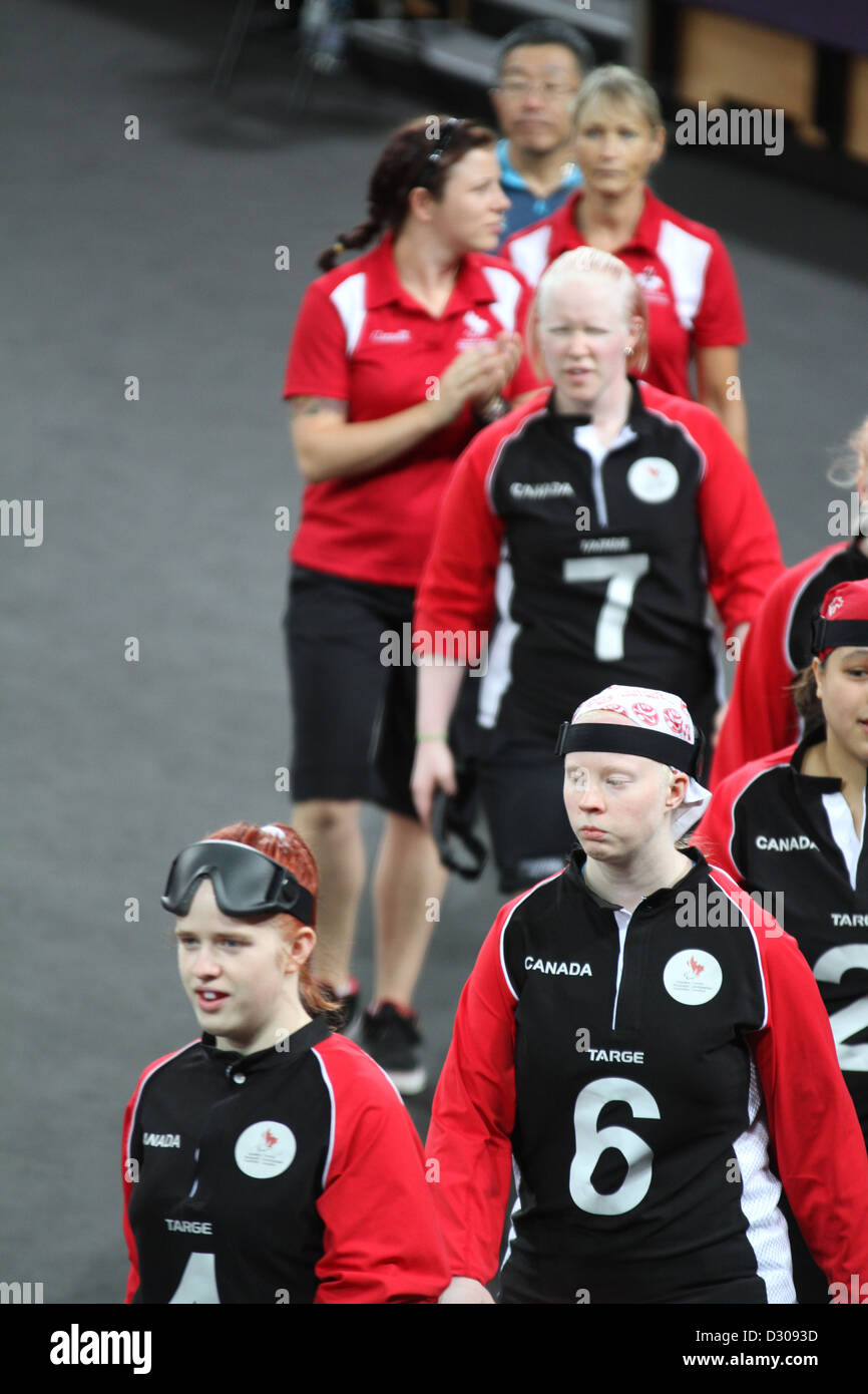 The Canadian team (Canada) v Finland in the womens goal ball at the ...