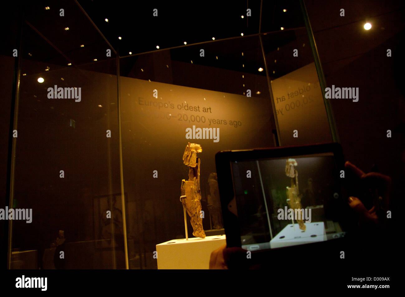 London UK .5th February 2013. Lion man sculpture. Ice Age Art Arrival ...