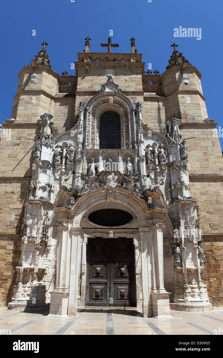 Main portal of the Santa Cruz church in Coimbra, Portugal Stock Photo ...