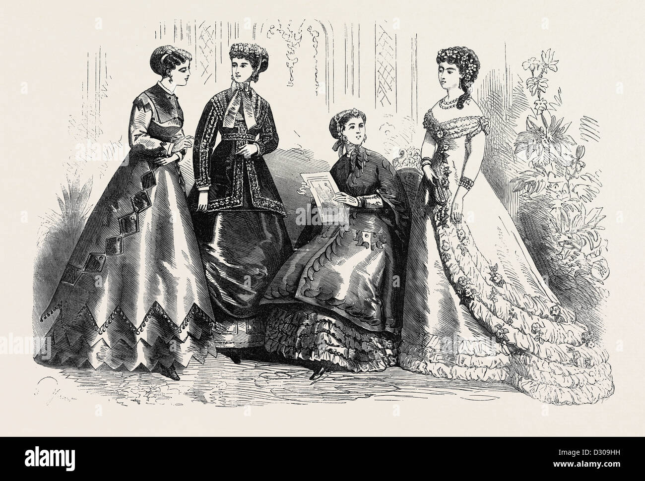 PARIS FASHIONS FOR AUGUST FRANCE 1867 Stock Photo - Alamy