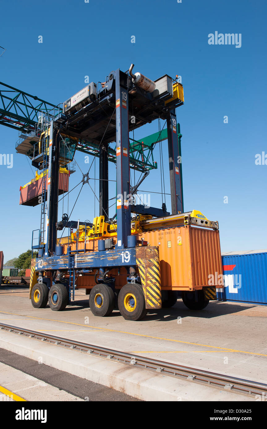 Moving a shipping container at a rail depot in Southampton, England ...