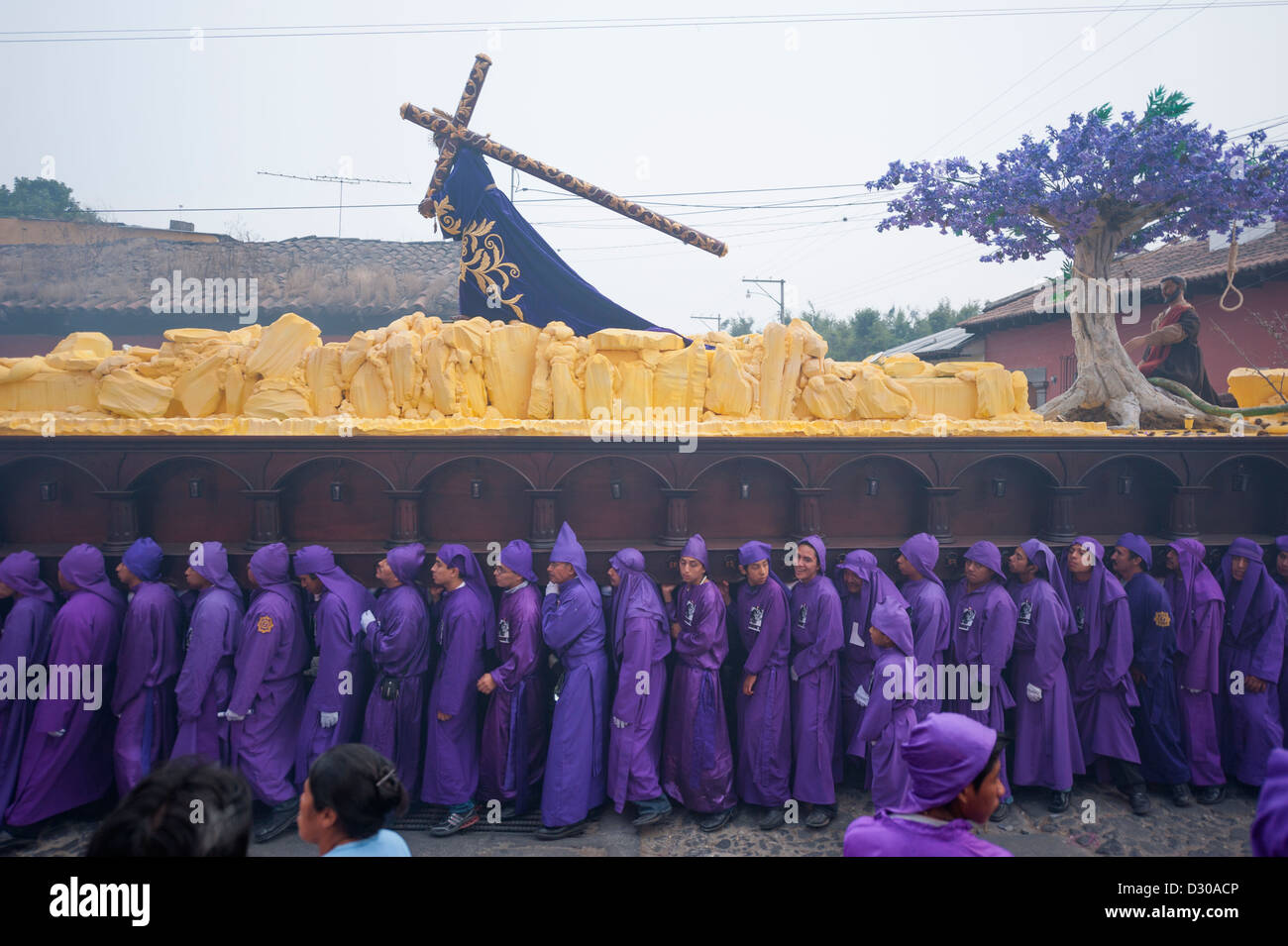 Antigua, participants in Easter procession festival. Guatemala Stock ...