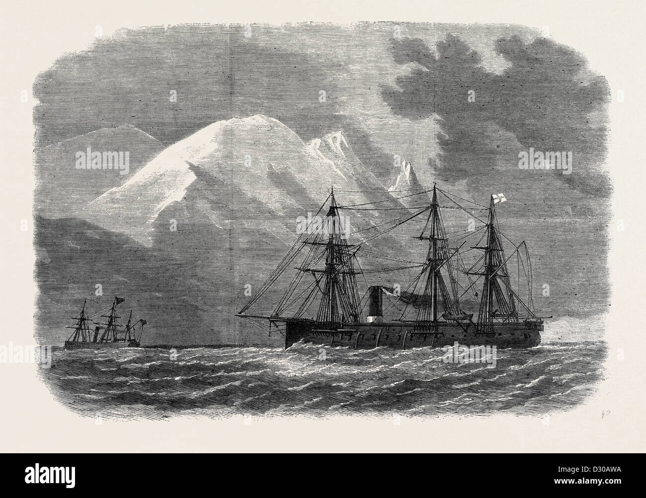 H.M.S. ZEALOUS IN THE STRAITS OF MAGELLAN 1867 Stock Photo - Alamy
