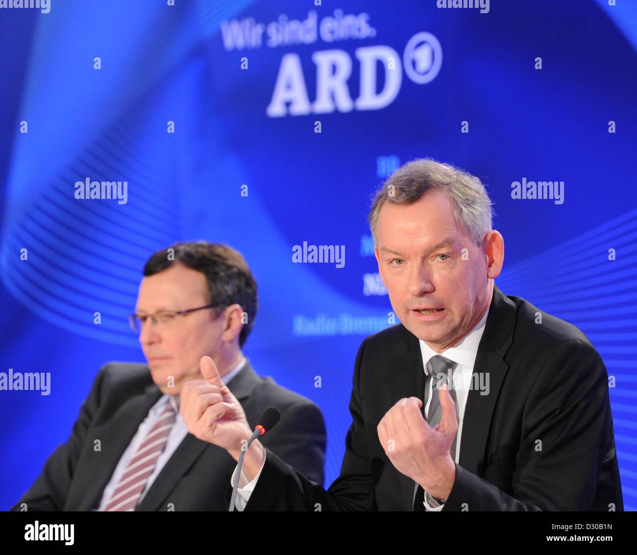CEO of ARD and NDR director Lutz Marmor (R) and ARD program director ...
