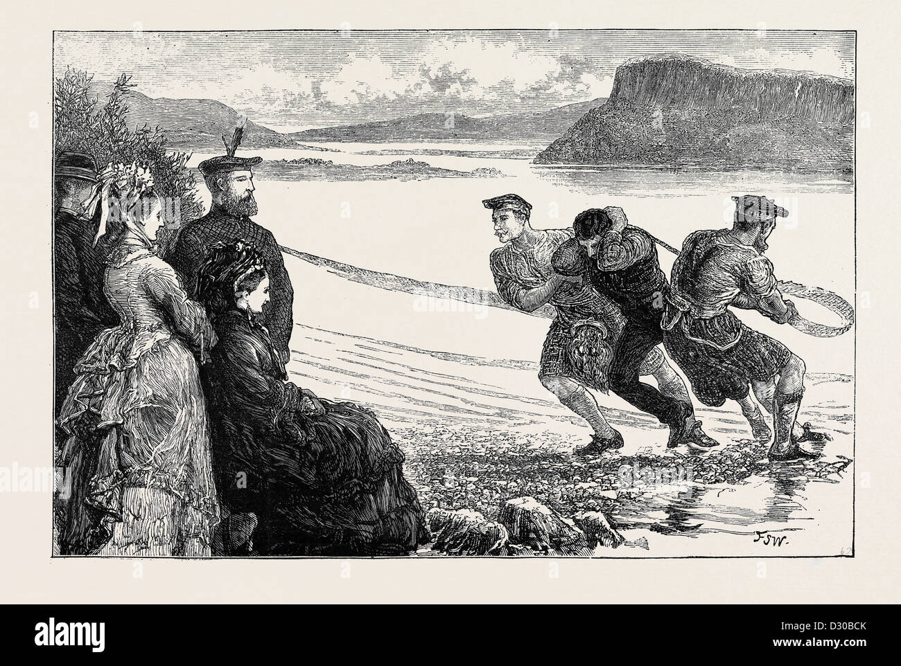 DRAWING THE NET AT LOCH BRORA, A SKETCH DURING THE QUEEN'S VISIT TO ...