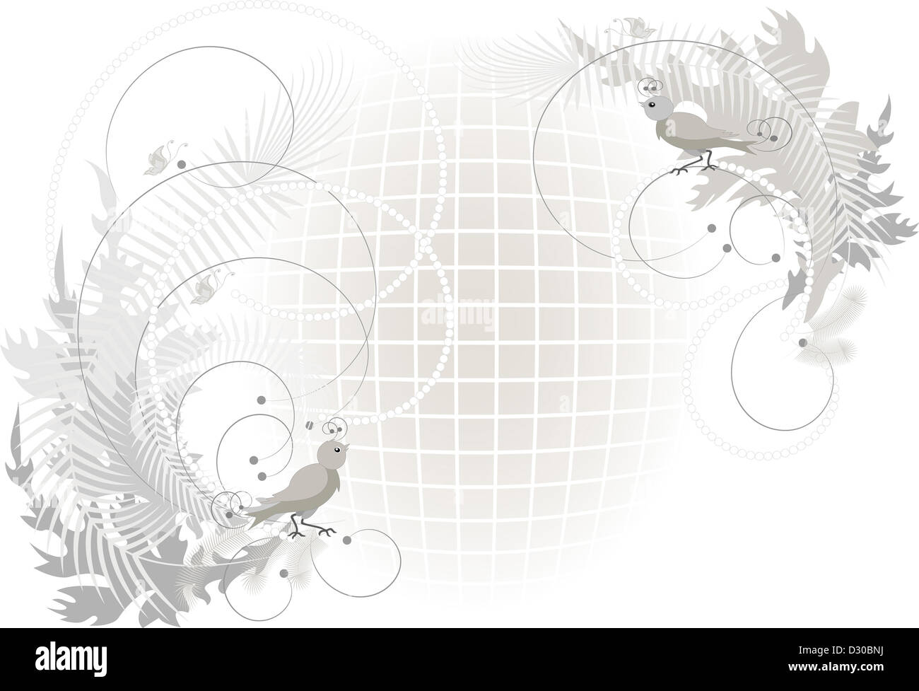 Drawing with birds and butterfly on volume grid Stock Photo - Alamy