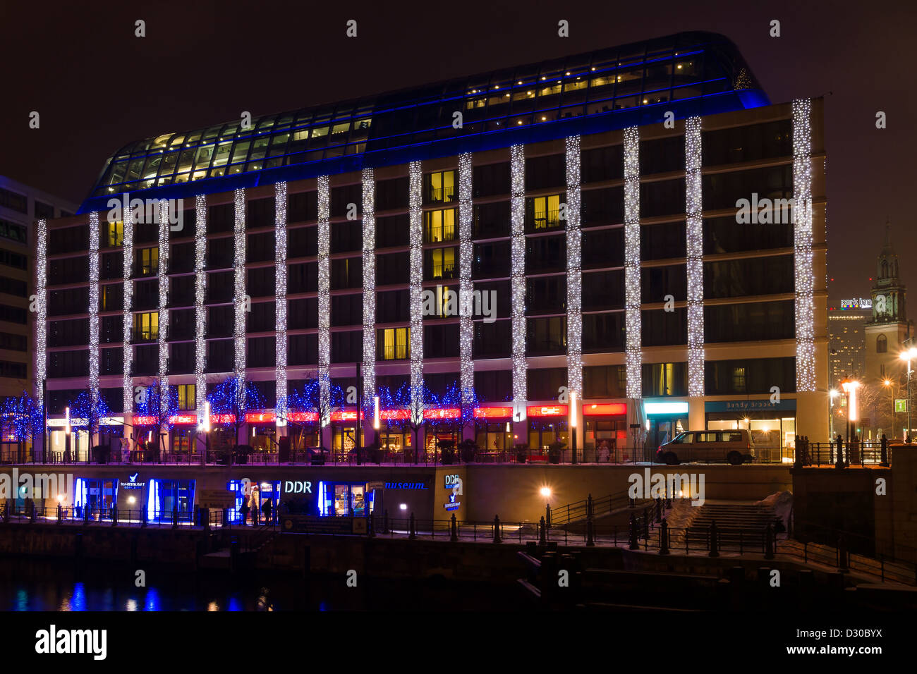 The Radisson Blu Hotel in the Christmas illuminations Stock Photo - Alamy